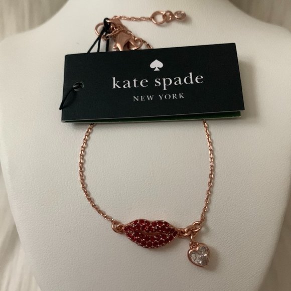 kate spade | Jewelry | Kate Spade Kiss Kiss Pave Lips Bracelet In Rose ...